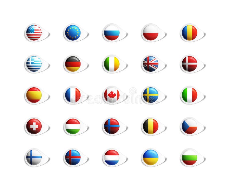 Circular 3D flag icons stock vector. Illustration of international ...