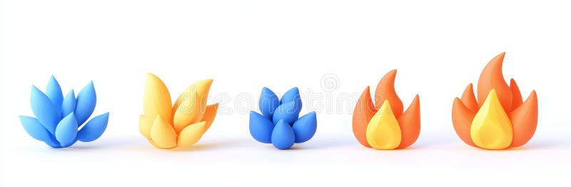 3D Flame Icons and Objects Collection on Transparent, White Background ...