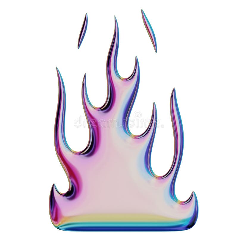 3D Flame. Trendy Y2K Element. Gradient Colorful Burning Fire Shape with ...