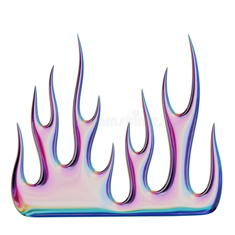 3D Flame. Trendy Y2K Element. Gradient Colorful Burning Fire Shape with ...