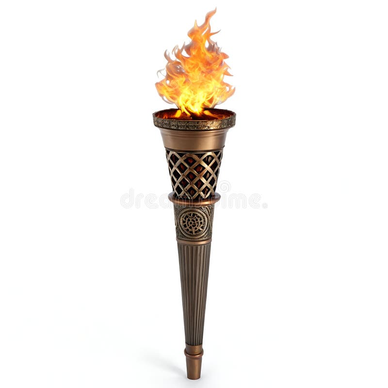 3D Flaming Torch Icon Isolated on White Background Stock Illustration ...
