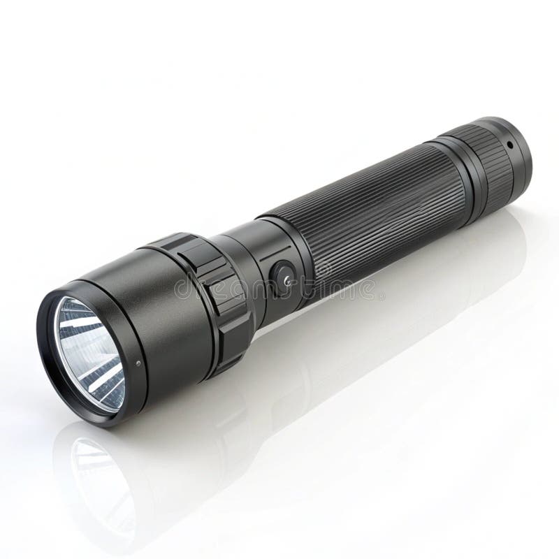 3D Flashlight Isolated on Transparent Background Stock Illustration ...