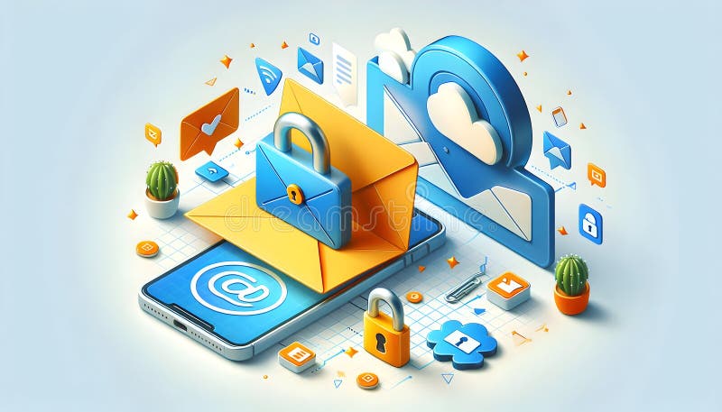 3d Flat As Secure Email Icon with an Envelope and Padlock Concept As ...