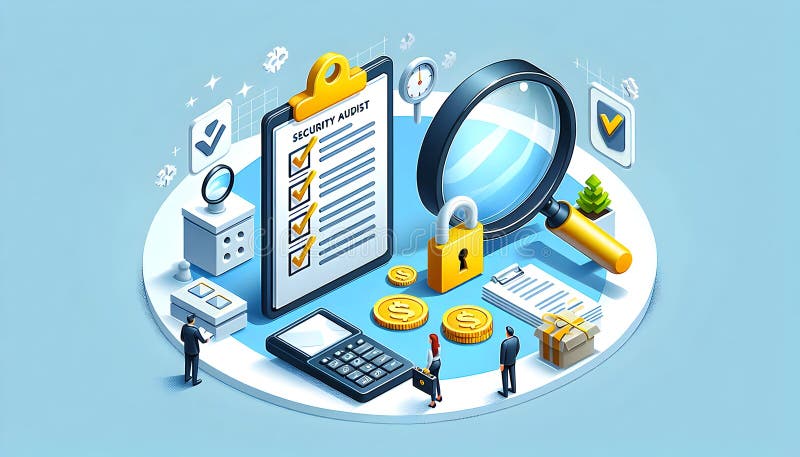 3d Flat As Security Audit Icon with a Checklist and Magnifying Glass ...