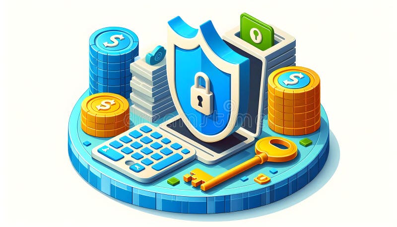 3d Flat As Security Token Icon with a Key and Shield Concept As Vector ...