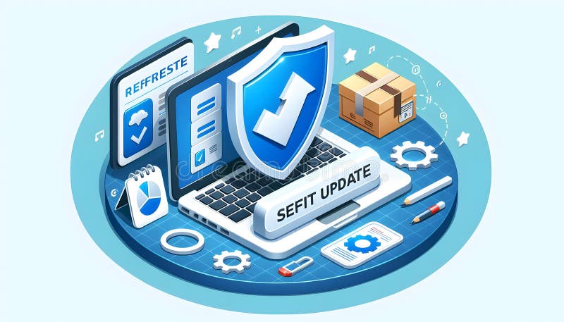 3d Flat As Security Update Icon with a Refresh Symbol and Shield ...