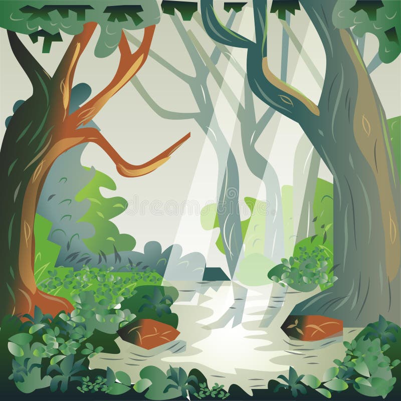 2D Flat Forest Game Background Vector Illustration Stock Vector ...