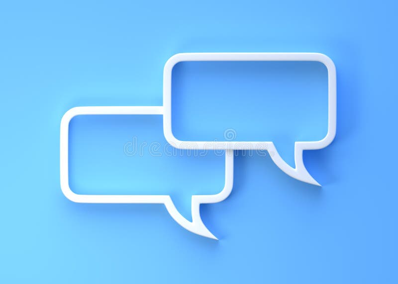 3D Flat Frame Speech Bubbles Icon for Text Quote on a Blue Background ...