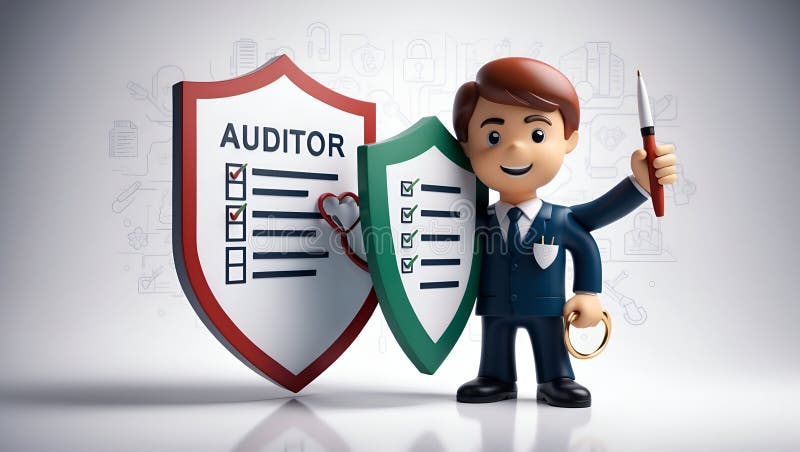 3d Flat Icon As Auditor with Checklist and Shield Concept As an Image ...