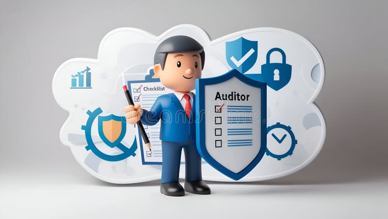 3d Flat Icon As Auditor with Checklist and Shield Concept As an Image ...