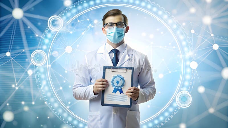 3d Flat Icon As Biomedical Technician with ISO Certificate and Medical ...