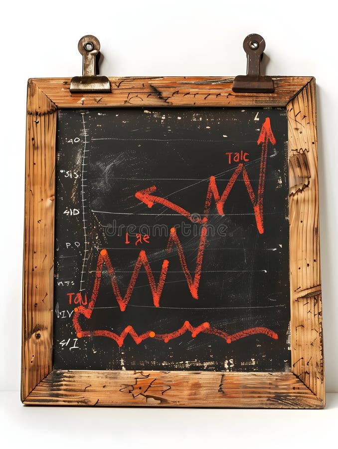 3d Flat Icon As Blackboard with Copper Wire and Growth Chart Concept As ...
