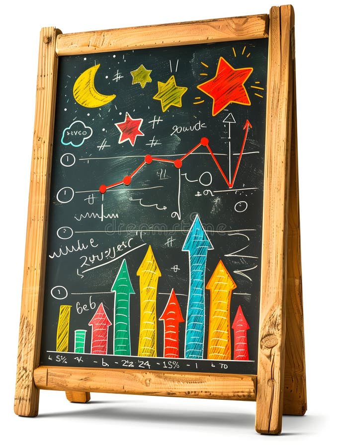 3d Flat Icon As Blackboard with Evaluation Chart and Star Concept As a ...