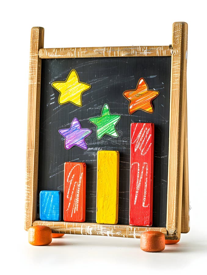 3d Flat Icon As Blackboard with Evaluation Chart and Star Concept As a ...