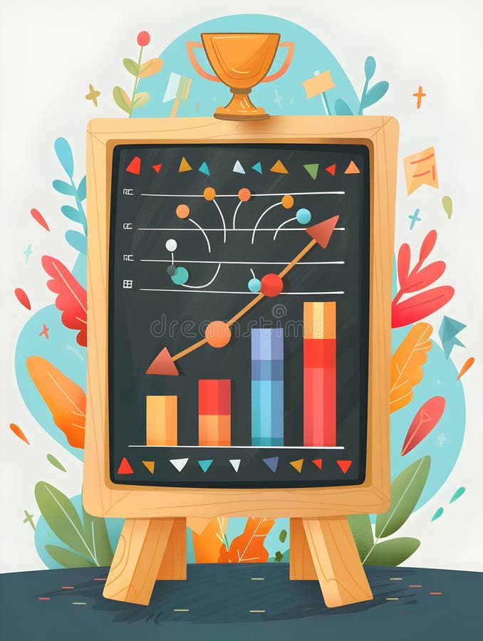 3d Flat Icon As Blackboard with Performance Metrics and Report Concept ...