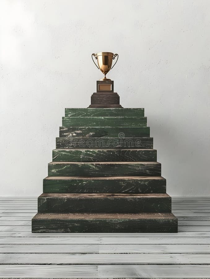 3d Flat Icon As Blackboard with Stairs and Trophy Concept As a ...