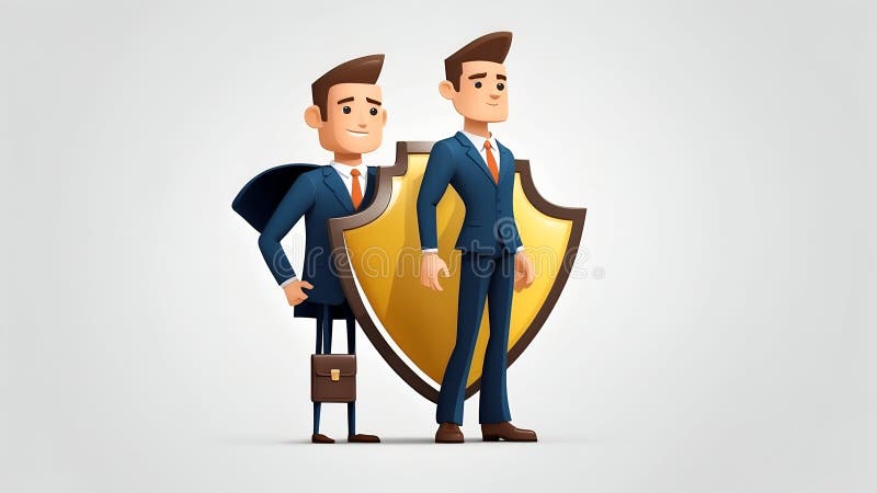 3d Flat Icon As Businessman with Briefcase and Shield Concept As an ...