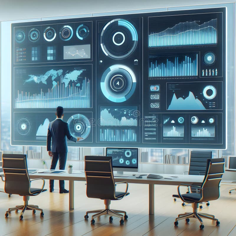 3d Flat Icon As CFO with Digital Dashboard and Financial Projections in ...