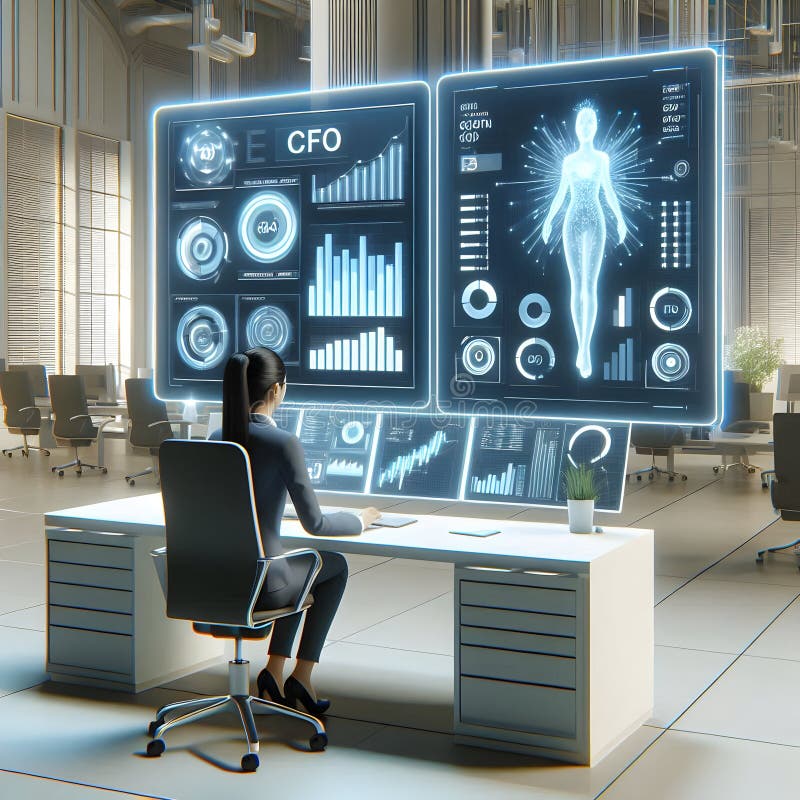 3d Flat Icon As CFO with Digital Dashboard and Financial Projections in ...