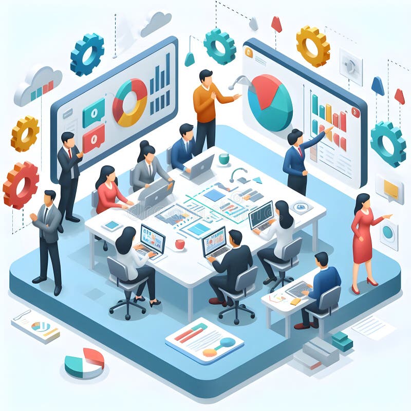 3d Flat Icon As Cross Functional Team Collaborating on a Project ...