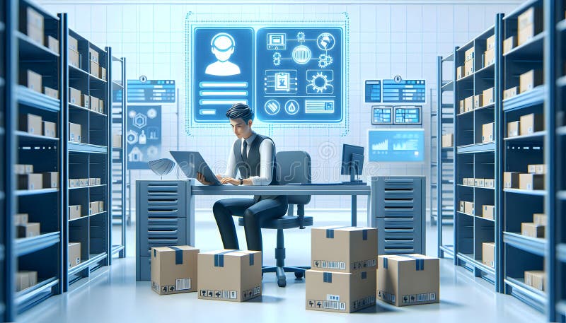 3d Flat Icon As Distribution Coordinator with Shipping Labels and ...