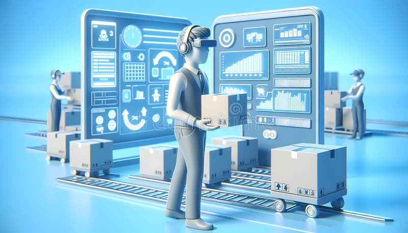 3d Flat Icon As Distribution Coordinator with Shipping Labels and ...