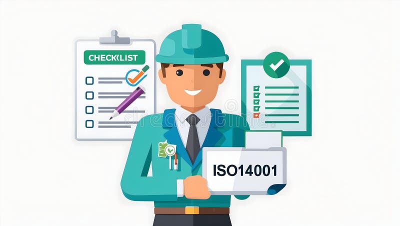 3d Flat Icon As Environmental Compliance Manager with Checklist and ...