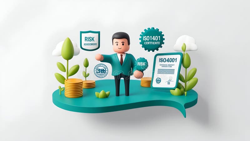 3d Flat Icon As Environmental Risk Manager with Risk Assessment and ...