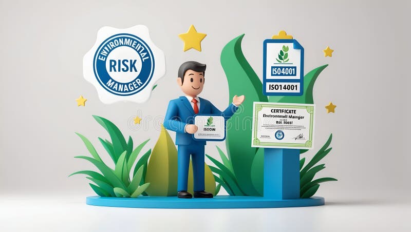 3d Flat Icon As Environmental Risk Manager with Risk Assessment and ...