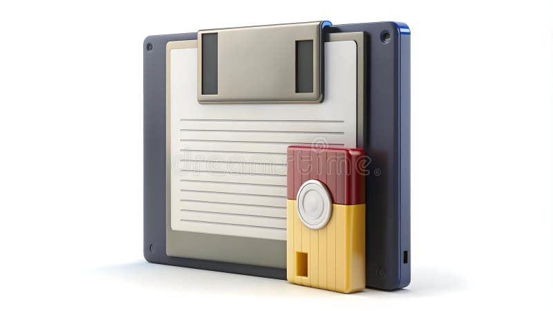 3d Flat Icon As Floppy Disk with Obsolete Certificate and Old Computer ...