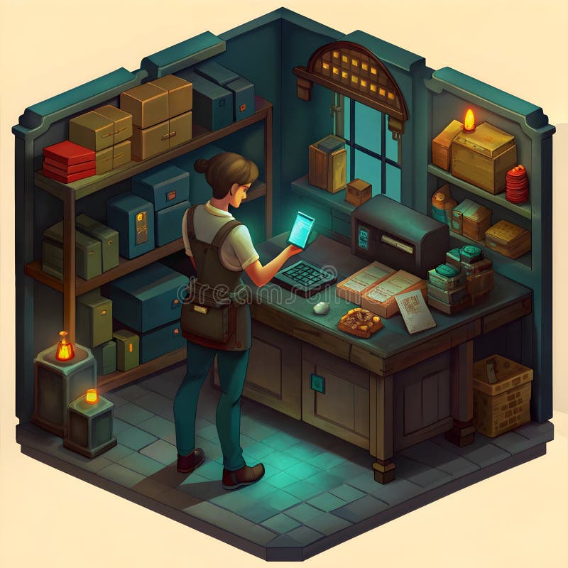 3d Flat Icon As Inventory Clerk with Barcode Scanner and Digital ...