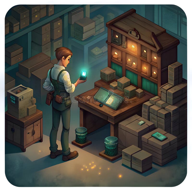 3d Flat Icon As Inventory Clerk with Barcode Scanner and Digital ...