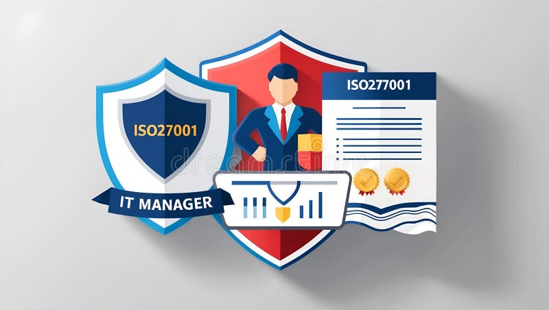 3d Flat Icon As it Manager with Shield and Certificate Concept As an ...