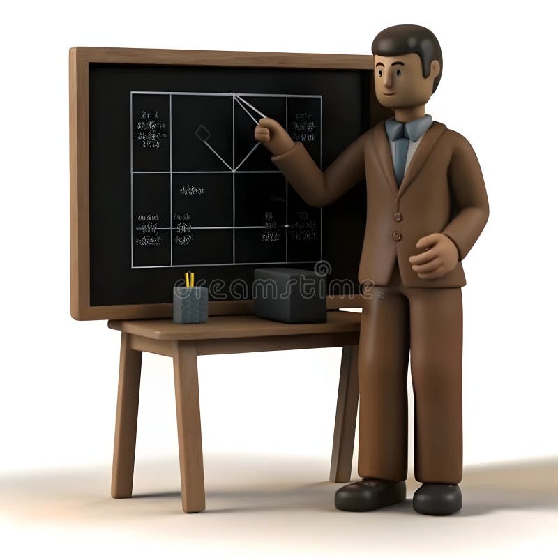 3d Flat Icon As Math Teacher with Digital Board and Students in ...