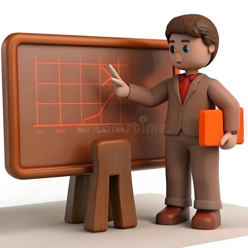 3d Flat Icon As Math Teacher with Digital Board and Students in ...
