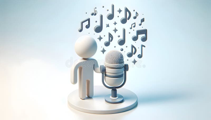3d Flat Icon As Person with Magic Microphone and Floating Music Notes ...