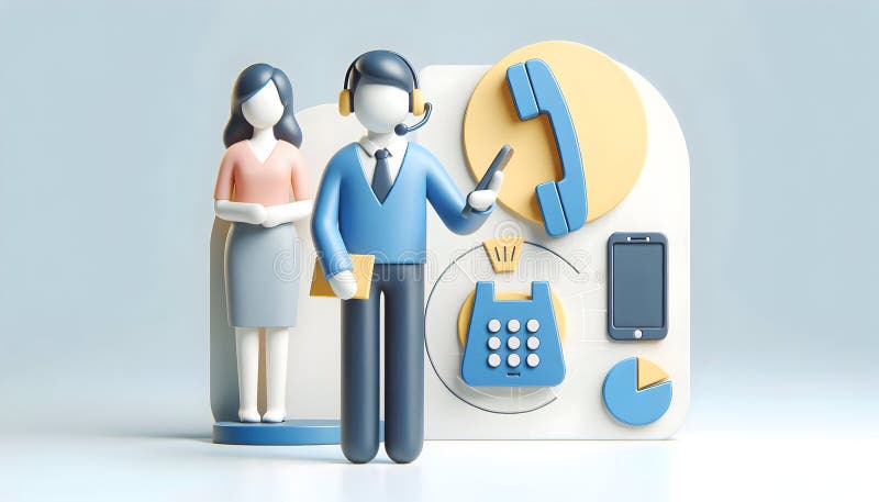 3d Flat Icon As Person with Phone and Friendly Customer Support Concept ...