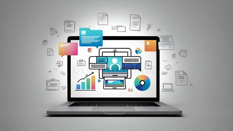 3d Flat Icon As Presenter with Laptop and Slides Concept As an Image of ...