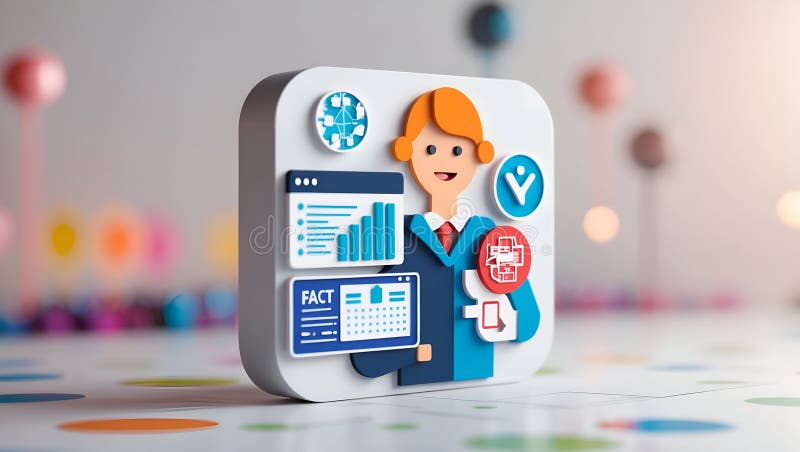 3d Flat Icon As Researcher with Data and Fact Check Icon Concept As an ...