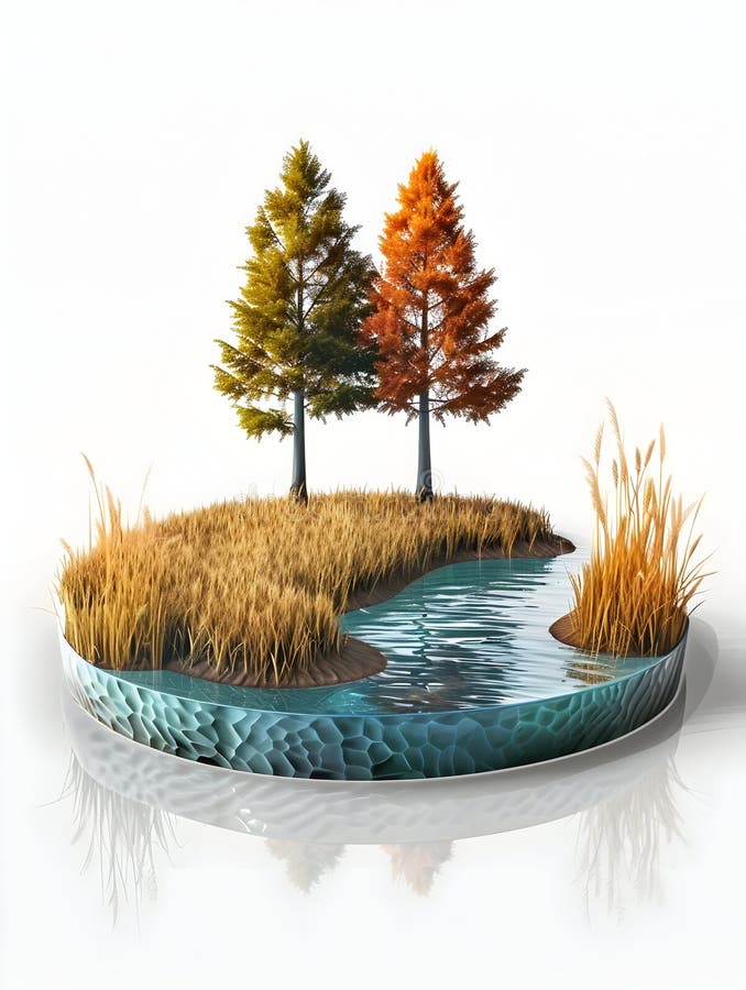 3d Flat Icon As Summer and Winter Marsh Concept As Half Tone Summer and ...