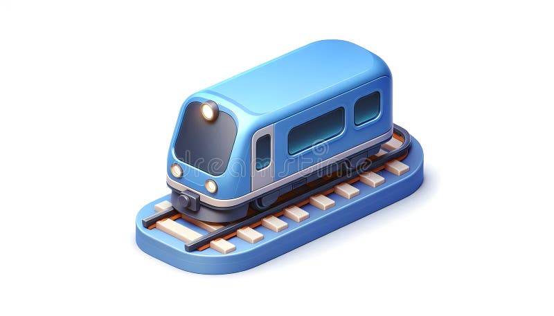 3d Flat Icon As Train Icon with Copy Space on a White Background ...