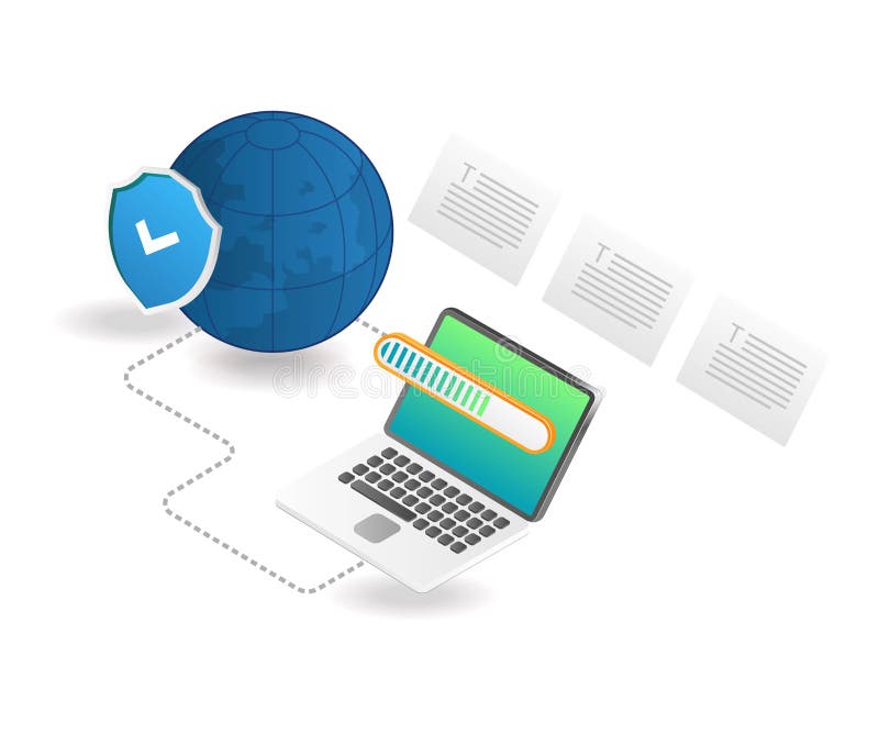 3d Flat Illustration of Data Transfer Security Process Stock ...
