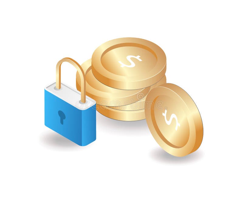 3d Flat Illustration of a Lock and Money Stock Illustration ...