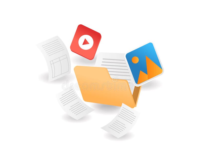 3d Flat Illustration Looking for Data in Folder Stock Illustration ...