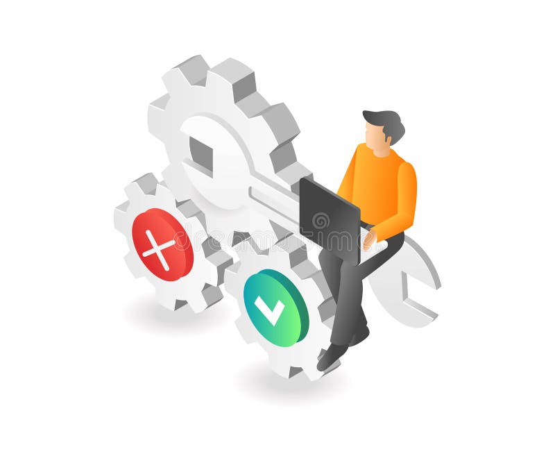 3d Flat Illustration Smartphone Application Maintenance Process Stock ...