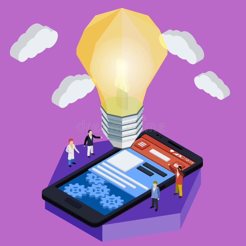 Flat 3d Isometric Mobile Design Web Infographic Concept Vector. Stock ...