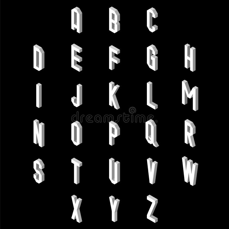 3D Flat Style Font. Set of Alphabet Letters Stock Vector - Illustration ...