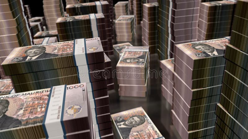 3d Flight Over Mauritius Rupee Money Banknote Packs Loop Stock Video ...
