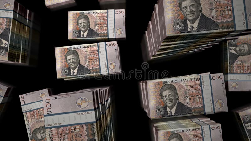 3d Flight Over the Mauritius Rupee Money Banknote Packs Loop Stock ...