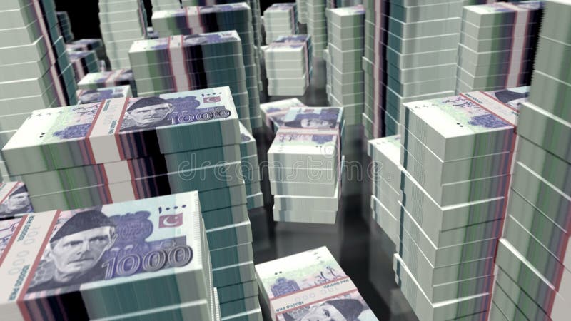 3d Flight Over the Pakistani Rupee Money Banknote Packs Loop Animation ...